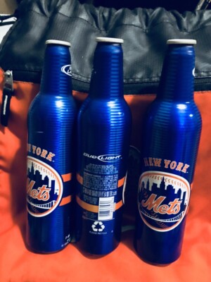 Lot of 3 aluminium bottle Bud Light beer :MLB New York Mets /limited ...