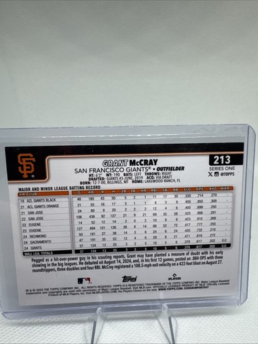 2025 Topps Grant McCray Rookie Card | eBay
