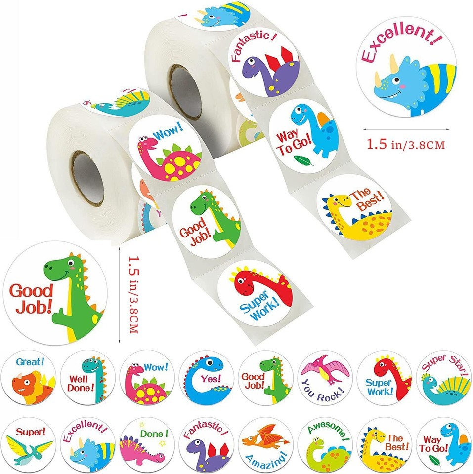 1000PCS 1.5" Cute Encouraging Dragon Stickers for Kids,Teacher Reward ...