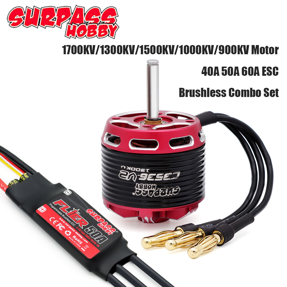 SURPASS HOBBY 900-1700KV Brushless Motor 40-60A ESC for RC Fixed Wing ...