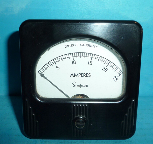 Simpson DC Amperes Panel Meter Model 27 0-25 Amps 3in x 3 1/8in | eBay