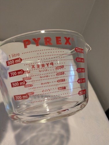 Vintage Pyrex 4 Cup Liquid Measuring Cup Open Handle Metric 1 Quart ...