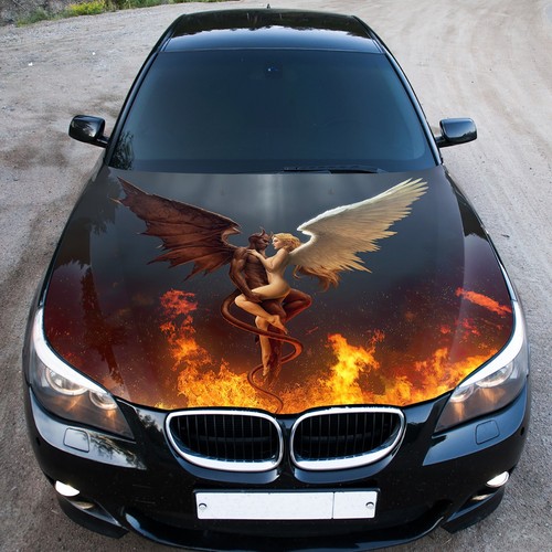 Angel and Demon Car Hood Wrap Decal Vinyl Sticker Full Color Graphic ...