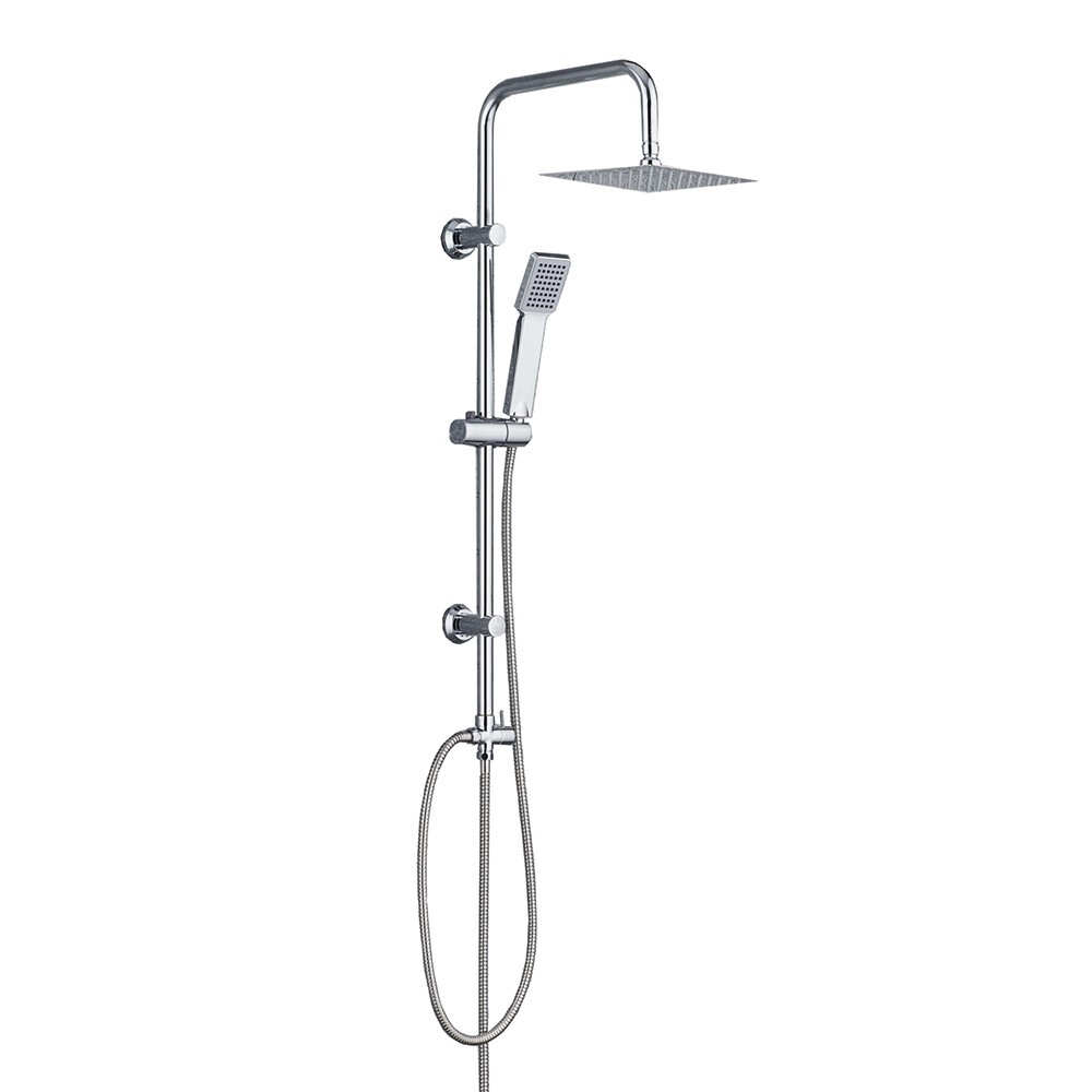 Bath Shower Mixer Tap 3 Way Round Shower Rigid Riser Kit and Monobloc ...