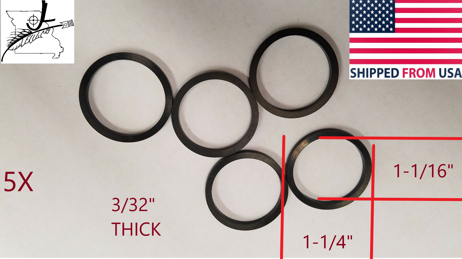 5x Square #121 O-Rings 1-1/16"ID X 1-1/4"OD X 3/32"CS Buna-N Oring ...