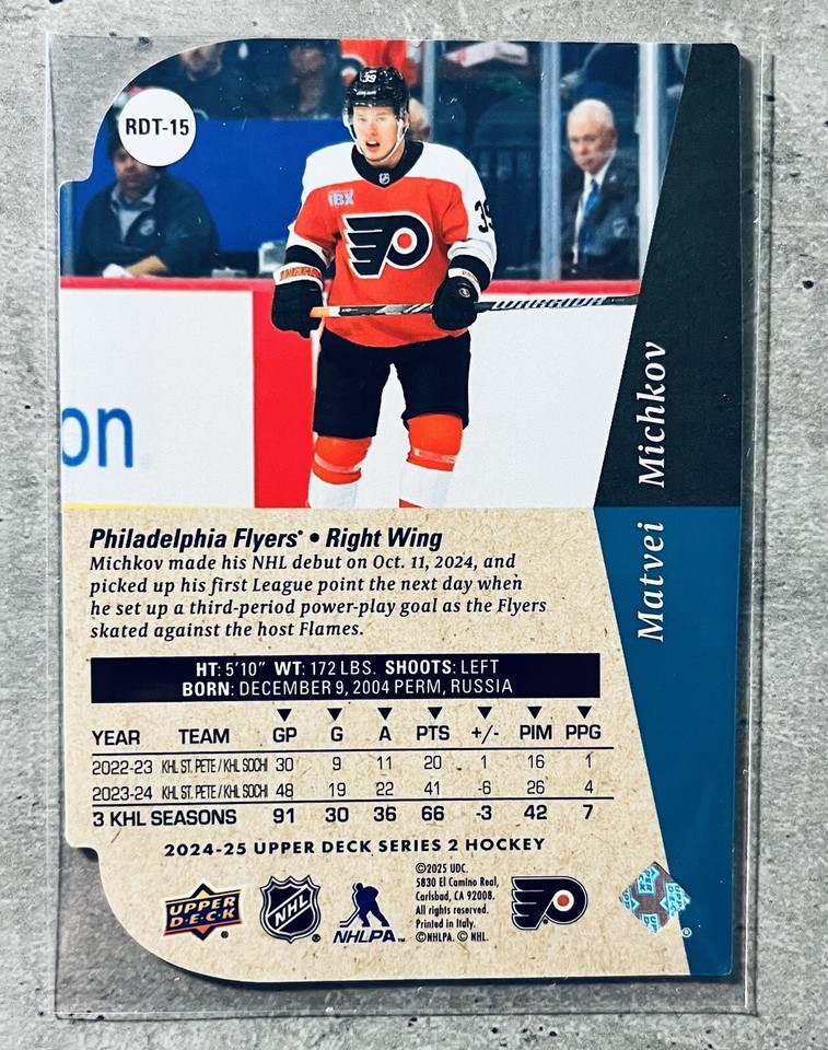 2024-25 Upper Deck Series 2 Matvei Michkov Rookie Die Cut #RDT-15 PHI Flyers RC | eBay