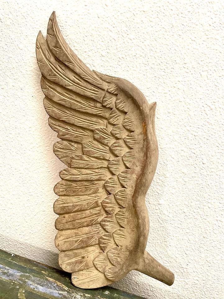 VINTAGE OLD HAND CARVED WOOD SINGLE ANGEL WING | eBay