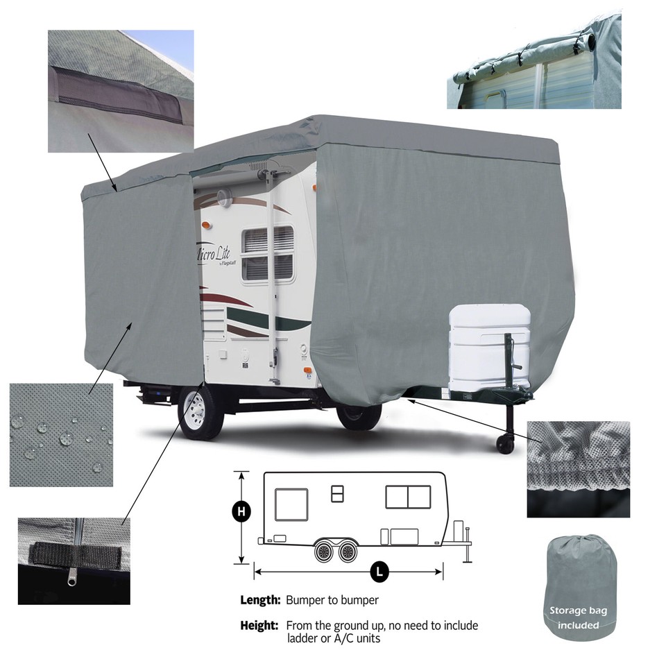 Deluxe Waterproof Travel Trailer Camper RV Storage Cover Fits 10ft To ...
