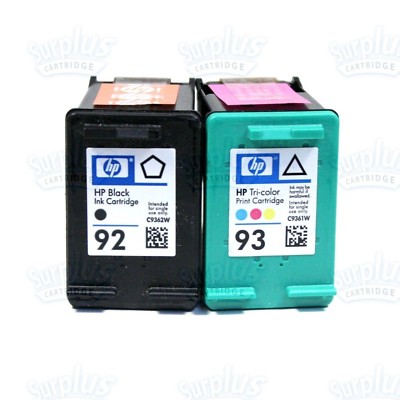 2pk Genuine HP 92/93 Black & Color Ink C3180 C3140 C3150 C3135 DeskJet ...