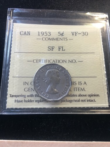 1953 SF/FL Mule ICCS Graded Canadian, Five Cent, **VF-30** | eBay