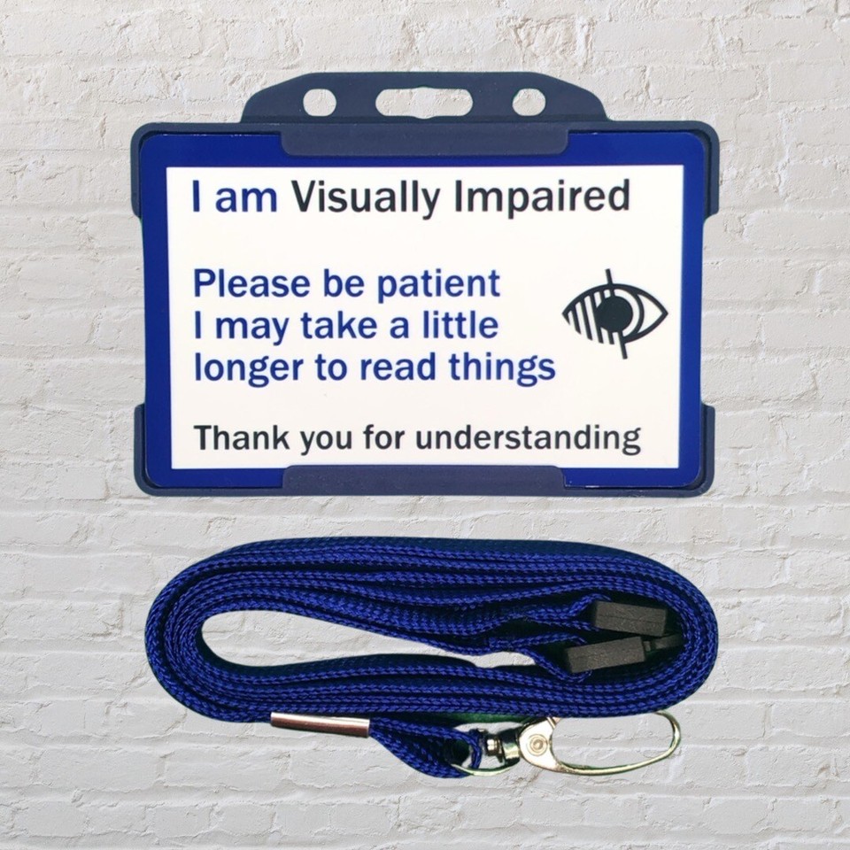 Visually Impaired Hidden Disability Awareness Card & Lanyard FREE UK 🚚 ...