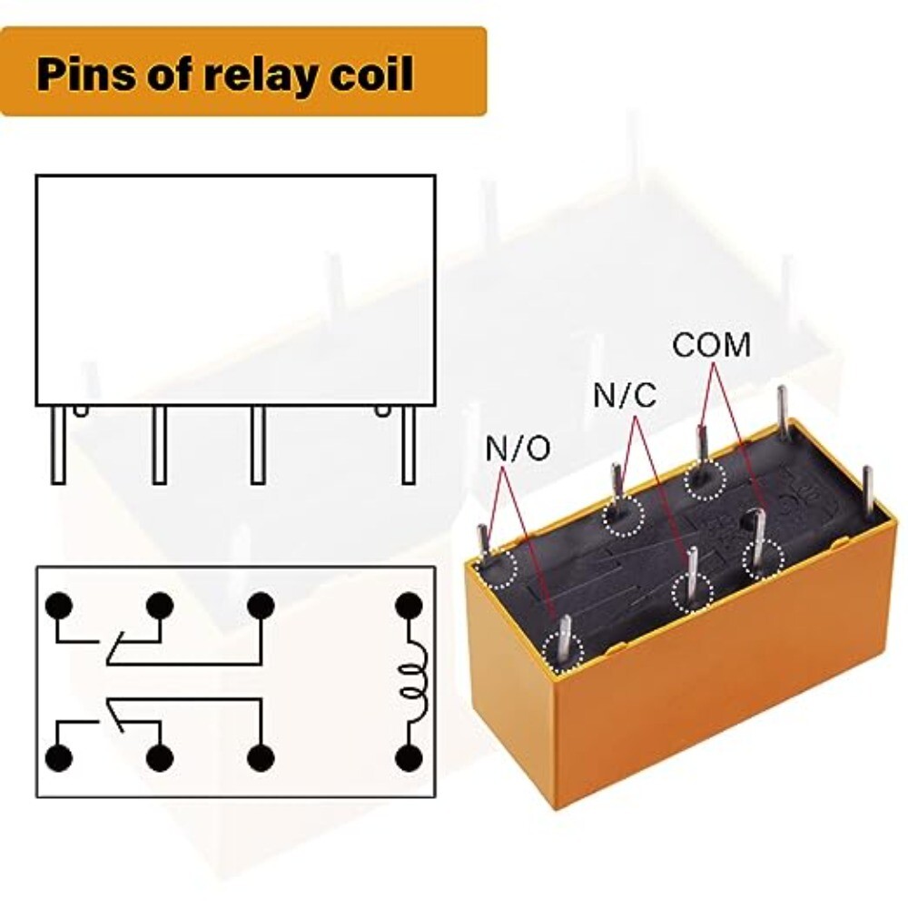 12Pcs 8 Pin Relay Module DPDT Relay Power Relays HK19F-DC5V-SHG | eBay