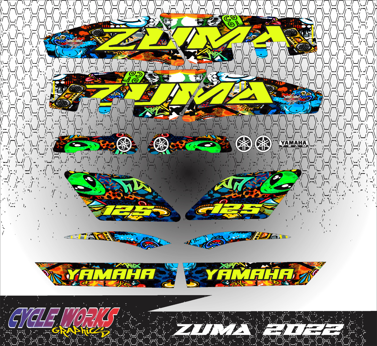 Yamaha Zuma 125 BWS 125 Chuma Graphics Decals Stickers Kits For 2022 ...