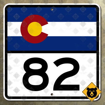 Colorado State Highway 82 route marker road sign 1969 Glenwood Springs ...