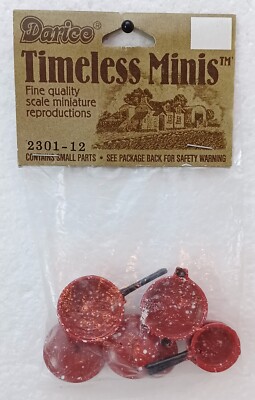 Darice Timeless Minis 8pc Red Pot's & Pans w/lid, Miniature Dollhouse ...