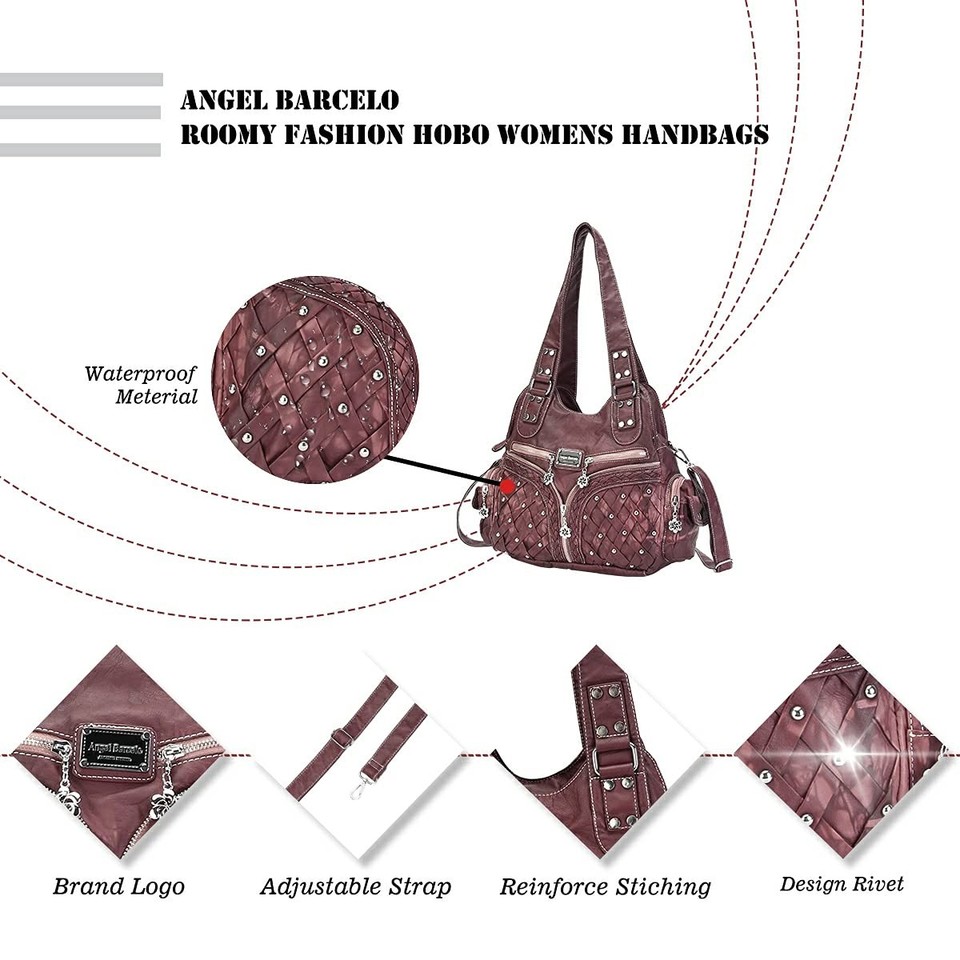 Angel Barcelo Large Purses for Women Soft PU Leather Hobo Bag for Women ...