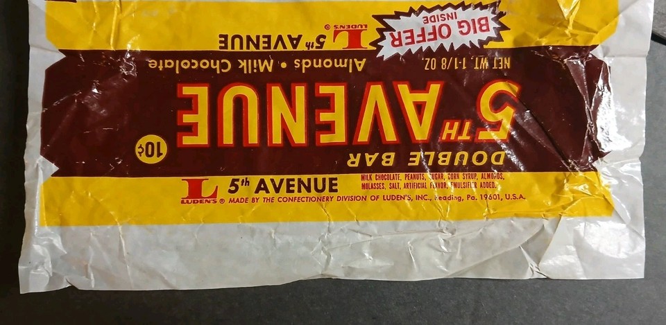 Vintage 10 cent 5th Avenue Wrapper Luden's w/ Special Offer Double Bar ...