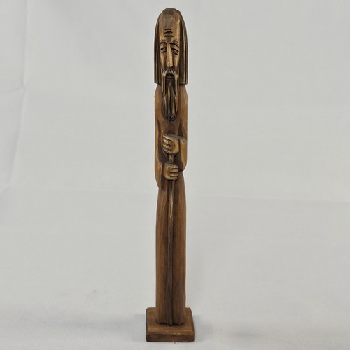 Vintage Hand Carved Thin Wood Man Figure Sculpture Polish Folk Art 12 ...