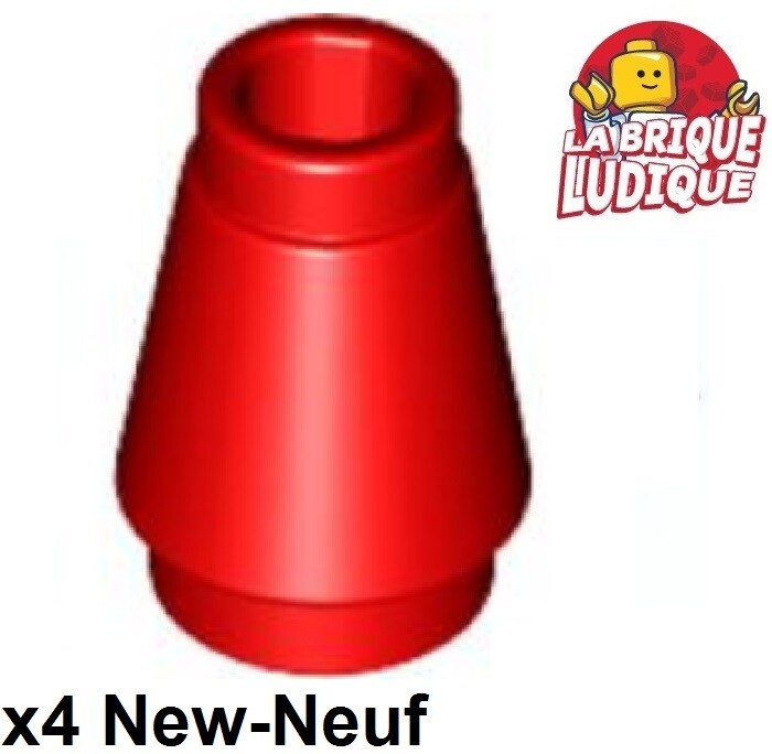 LEGO 4x Cone 1x1 With Top Groove Red/Red 4589b New | eBay