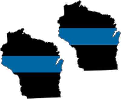 2 - 3" WI Wisconsin State Thin Blue Line Decal SET Police Sheriff SWAT ...