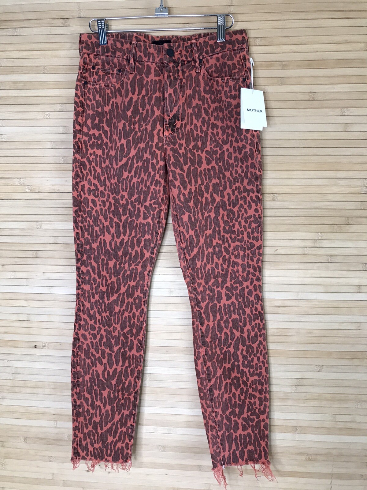 NWT Mother High Waisted The Looker Ankle Fray Animal Attraction Print ...
