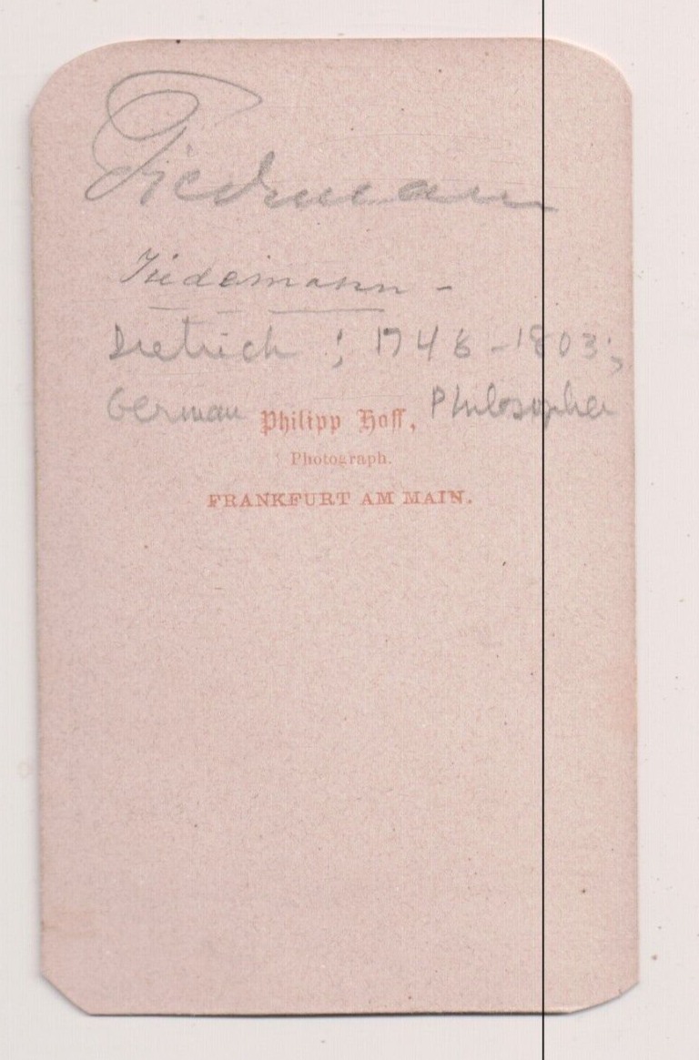 Vintage CDV Dietrich Tiedemann German philosopher and historian of ...