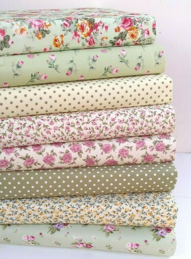 SEWING FABRIC BUNDLES FAT QUARTERS & SQUARES 100% COTTON MATERIAL ...