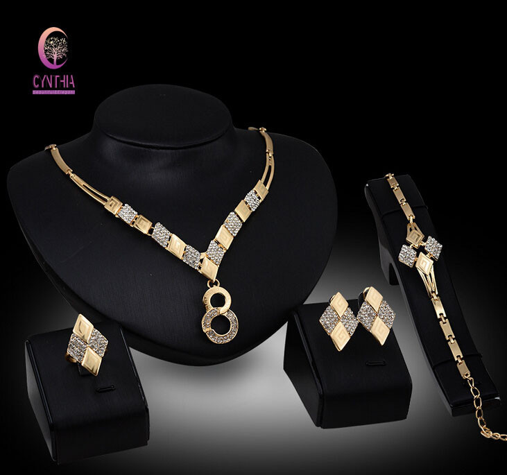 Gold Plated Diamond shape with figure eight Jewelry Set | eBay