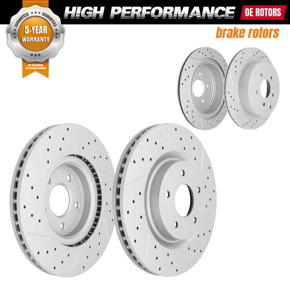 Front Rear Drilled Brake Disc Rotors Set For 2015 2016 2017 2018 Nissan ...