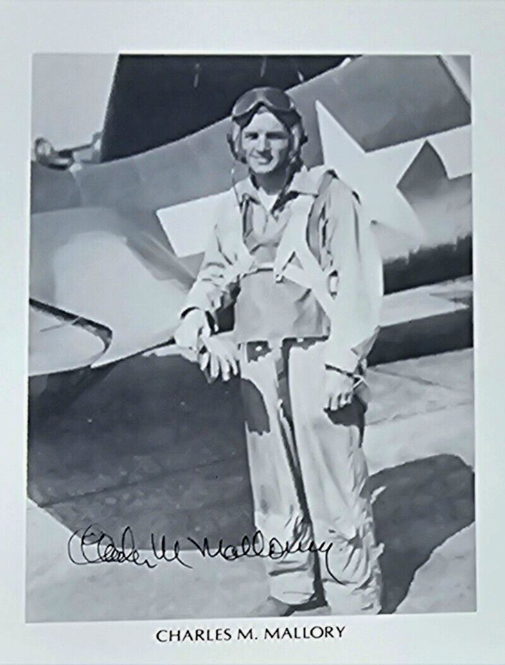 Charles Mallory signed 8x10 Bio photo HELLCAT Ace 10V USS INTREPID VF ...