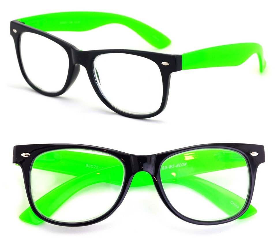 2 Pairs Transparent Neon Classic clear frame reading glasses unisex ...
