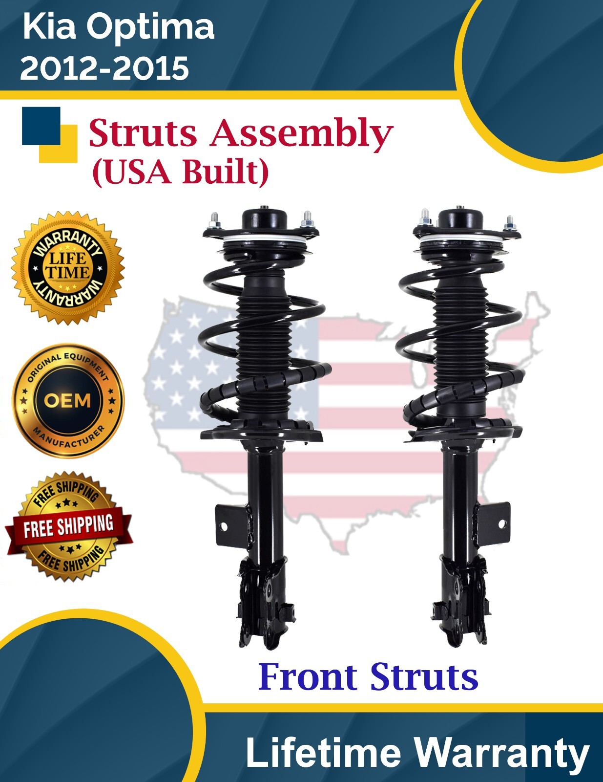 Premium OE Front Struts for 2012-2015 Kia Optima USA Built Lifetime ...