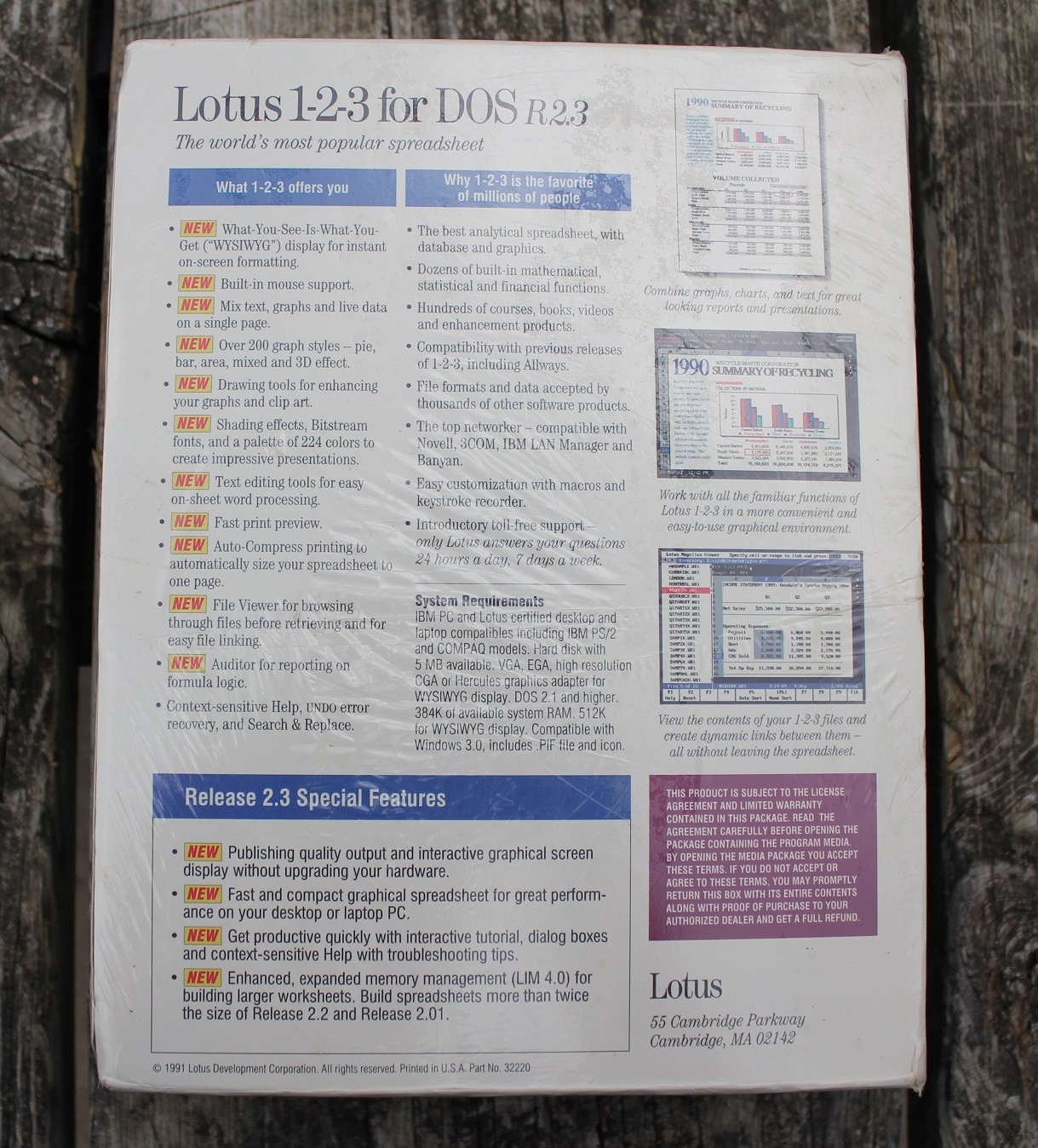 Lotus 123 Spreadsheet Software DOS Ver. 2.3 Retail Sealed Box - Rare ...