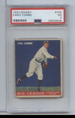 1933 Goudey Earle Combs #103 PSA 3 | eBay