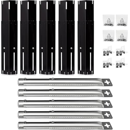 Universal Heat Tent Shields/Flame Tamers & Burner for 5 Burner Grills ...