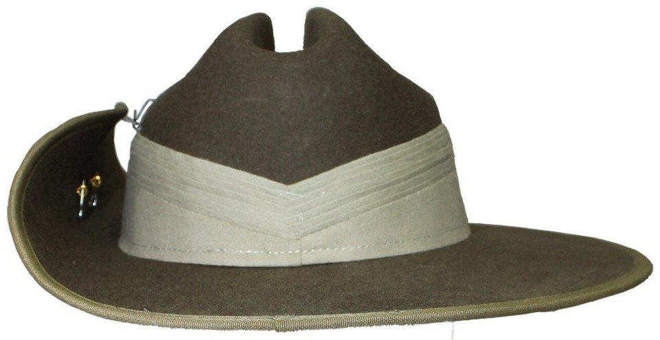 Australian Army Wool Felt Slouch Hat Rising Sun Badge Puggaree Chin ...