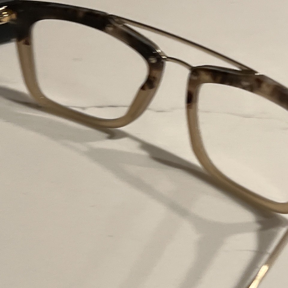 PRADA VPR18Q ROZ-1O1 53mm Brown Top Beige Browline Eyeglasses Frames ...