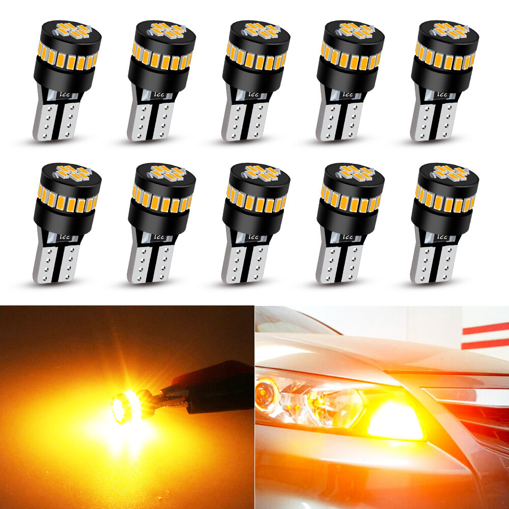 10x Amber LED Bulb T10 W5W 168 194 Side Marker Light Stepwell Lamp ...