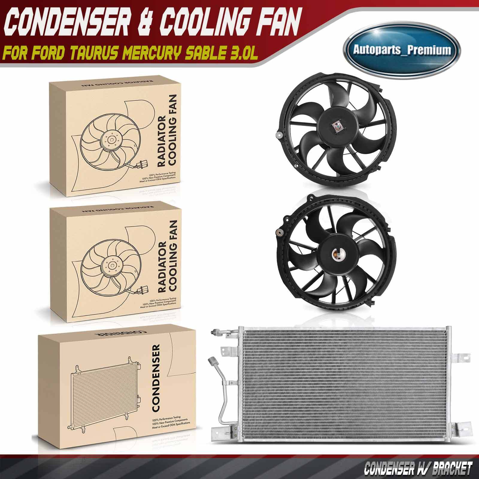 AC Condenser & Cooling Fan Assembly Kit for Ford Taurus 1997-2007 ...