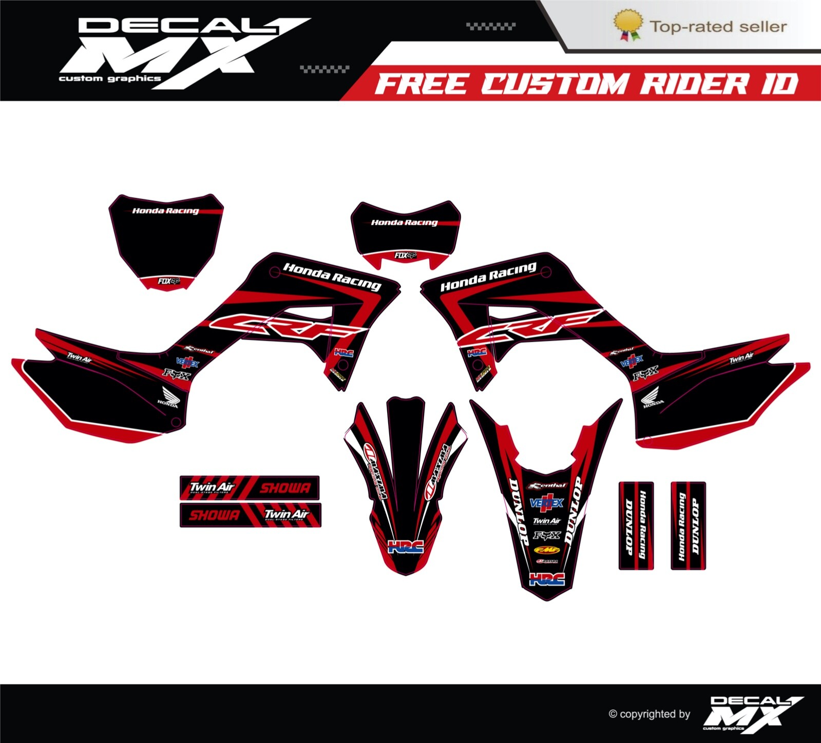 FITS HONDA CRF250F 2019 2020 2021 2022 2023 2024 graphic kit decals ...