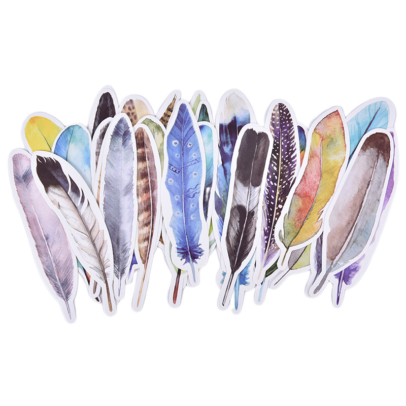 30 Pcs Feather Paper Bookmark Stationery Bookmarks Book Clip Office ...