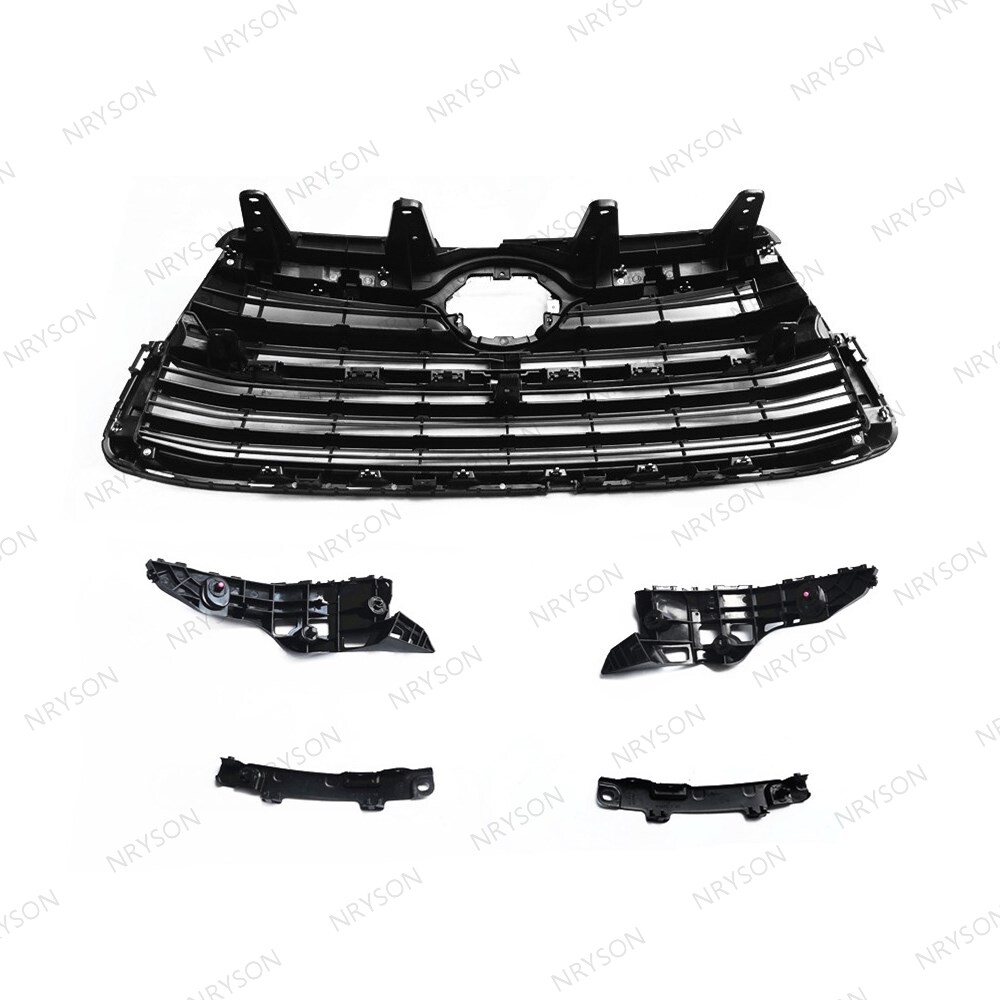 4 Bumper Retainer + Front Upper Chrome Gray Grille For Highlander 2014 ...