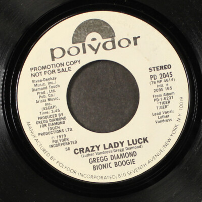 GREGG DIAMOND BIONIC BOOGIE: crazy lady luck / same POLYDOR 7" Single ...