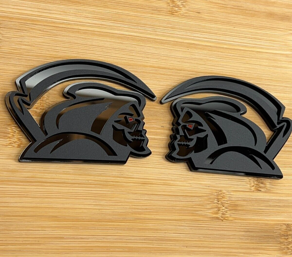Red Eye Reaper Car Truck Emblem Badge Matte Black on Black Custom Set ...