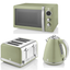 SWAN Retro Green Jug Kettle 4 Slice Toaster & Microwave Vintage Kitchen ...