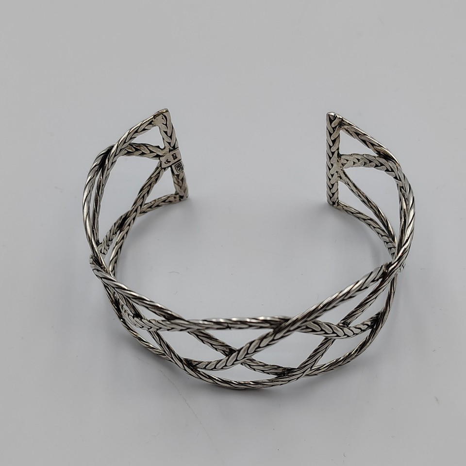 Samuel B Behnam Sterling Silver 925 Wide Braided Design Sima Cuff ...