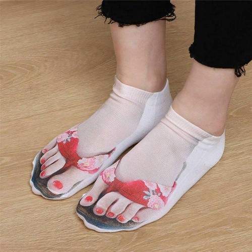 Manicure Print Sock Flip Flop Print Socks 3D Pattern Funny Socks Hidden ...