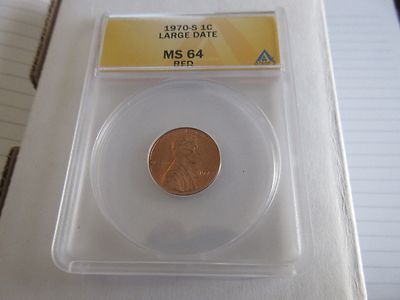 1970-S , Lincoln Penny , Large Date , MS 64 , RED , ANACS | eBay