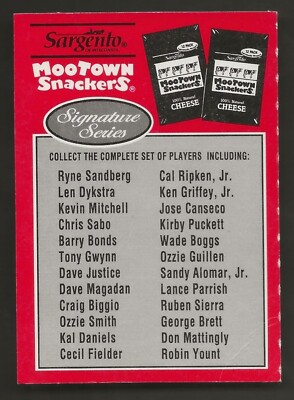 1991 MooTown Snackers Checklist Redemption Card | eBay