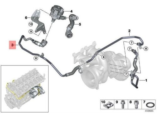 Genuine OEM BMW F30N F31N F33 F36 G11 G12 Turbocharger Water Pipe ...